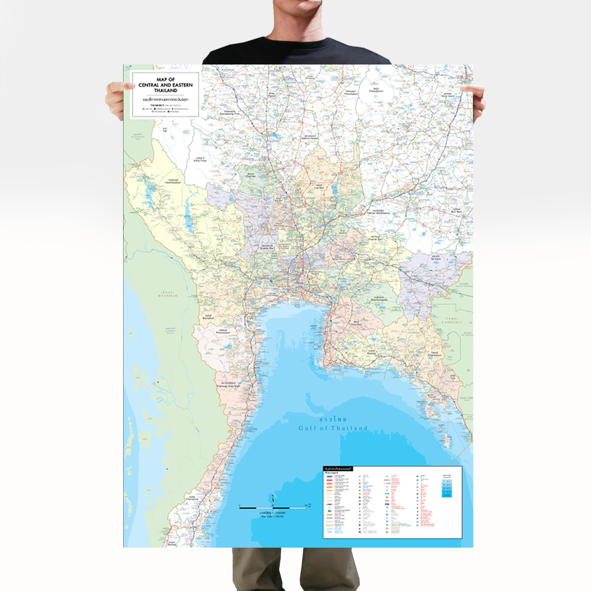 โปสเตอร์แผนที่ภาคกลางและตะวันออก Map of Central and Eastern Thailand ...