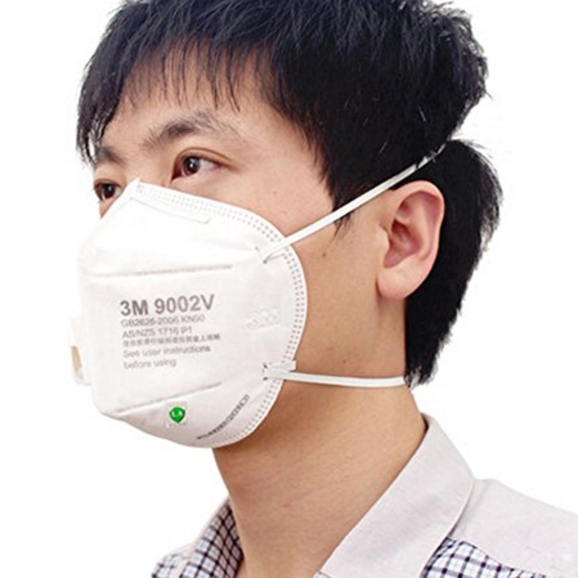 3M (x10ชิ้น) 9002V P1 หน้ากากป้องกันฝุ่นละออง+วาล์ว ชนิดสายคาดศีรษะ Dust Mist Mask - shoptnk ...