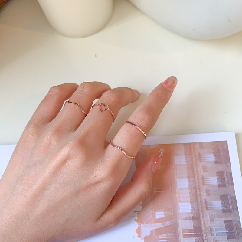 4Pcs Love Rings Set Metal Alloy Round Opening Finger Ring for ashion ...