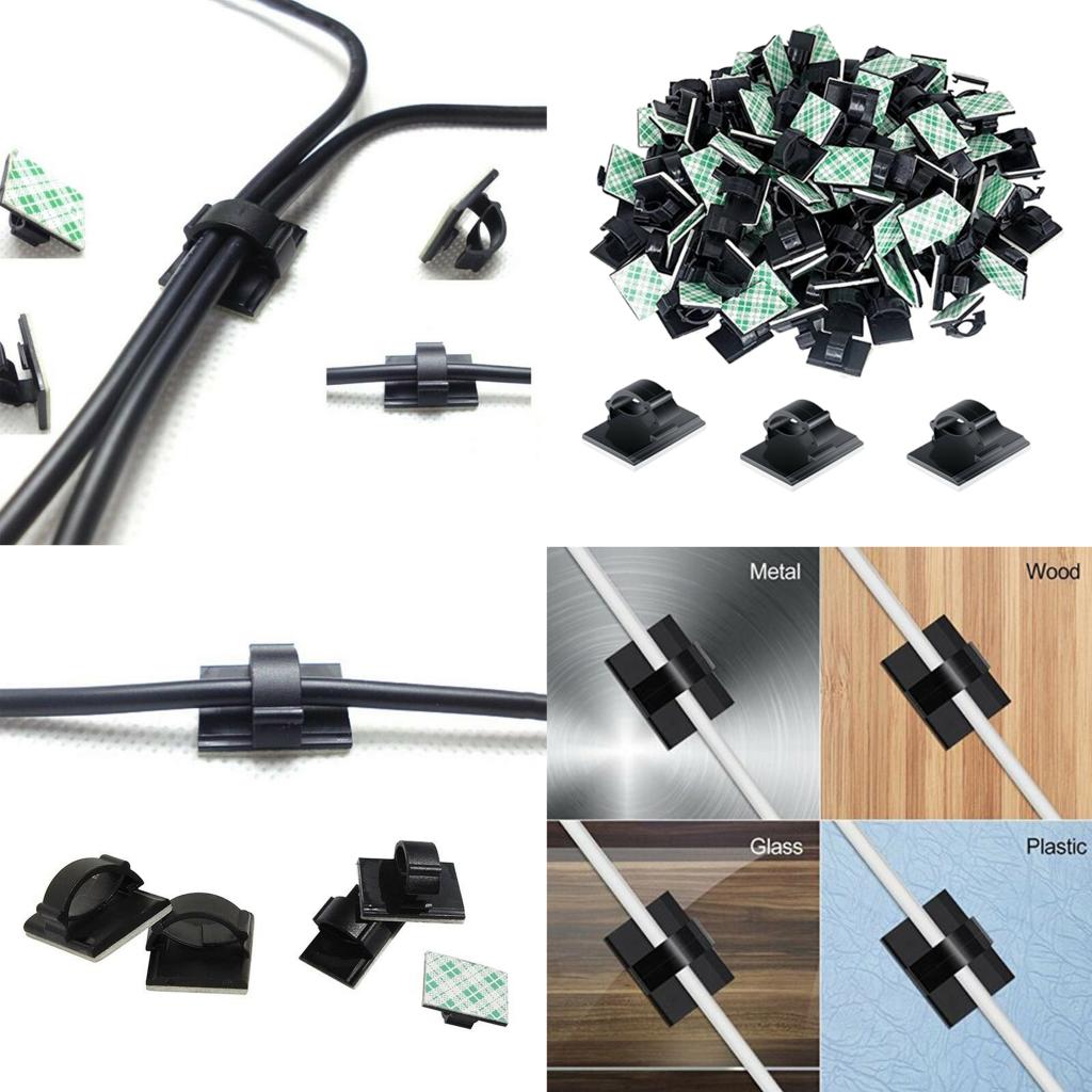 Fityle 100pcs Adhesive Wire Clips Cable Clips Wire Tie Cable Clamp Wire ...