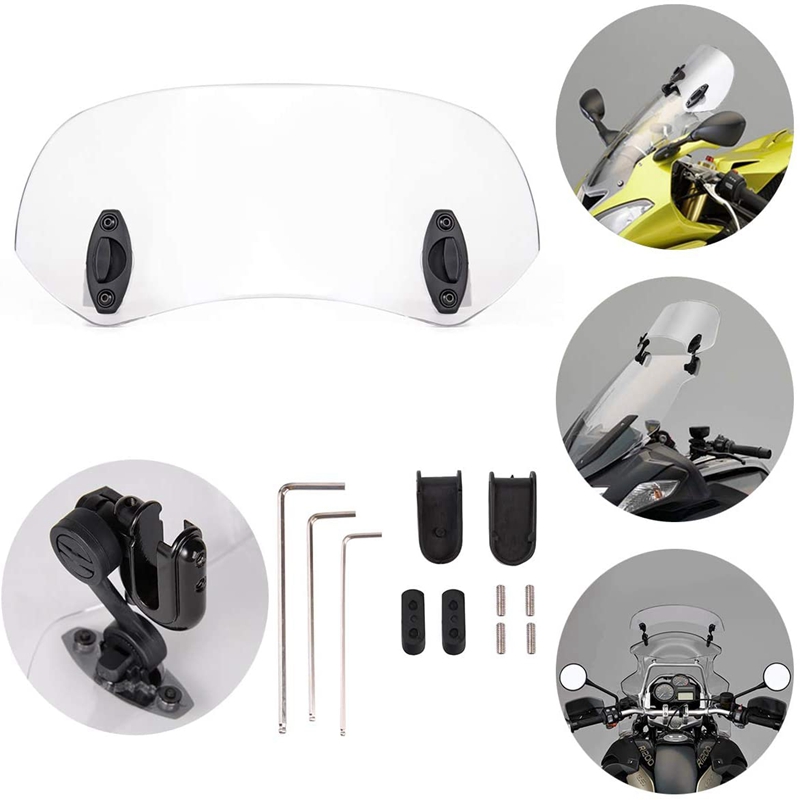 Motorcycle Windshield Extension - Universal Adjustable Clip-on ...