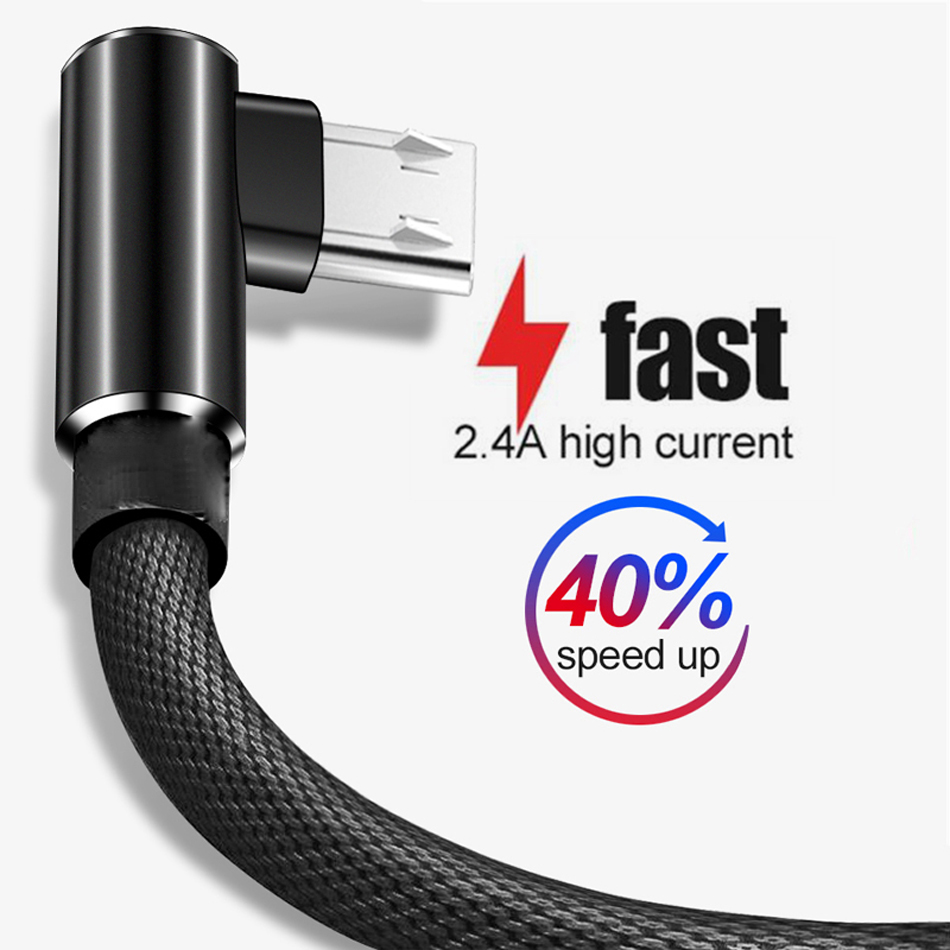 สายชาร์จ Micro USB ความยาว2M/3M สายชาร์จเร็ว แบบมุม 90องศา Fast ...