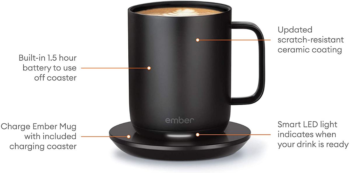 Ember Temperature Control Smart Mug 2, 10 oz, Black, 1.5-hr Battery ...
