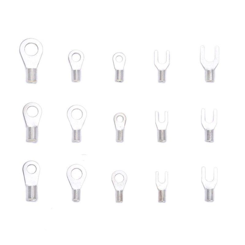 375 Pcs 15 in 1 Non-Insulated Ring Fork U-type Terminals Tin-Plated ...