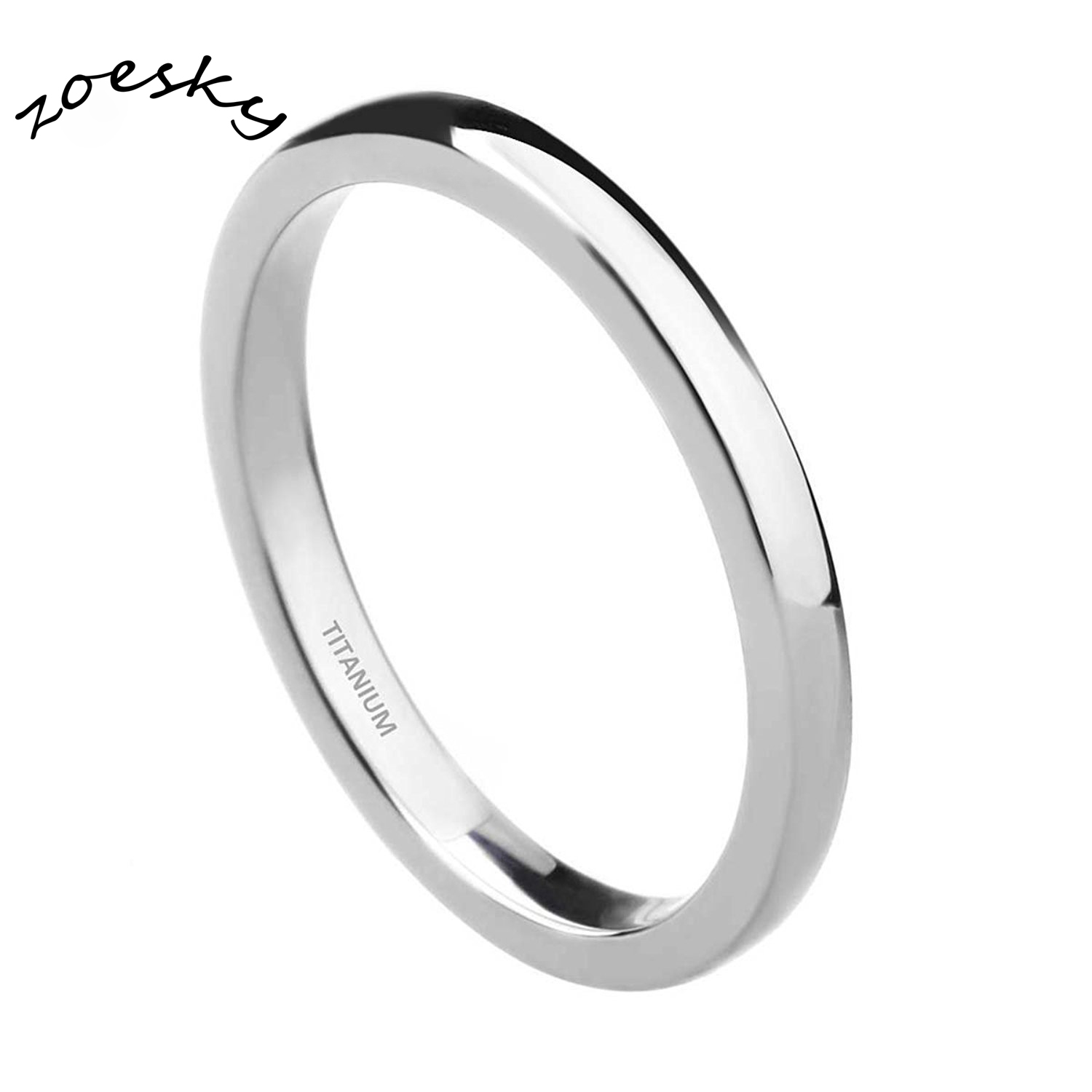 ZOESKY Titanium Ring 2mm 4mm Plain Dome High Polished Wedding Band ...