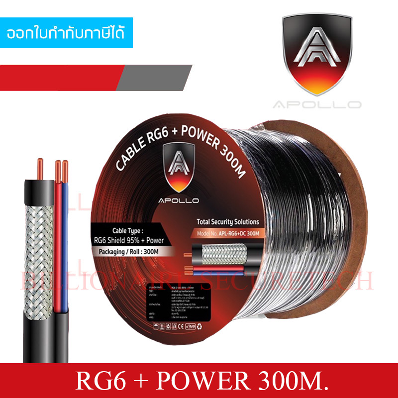 APOLLO RG6+POWER 300M. , สาย Coaxial RG6 + POWERLINE 300 เมตร , สาย RG6 ...