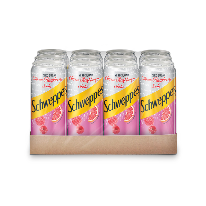 ชเวปส์ สูตรไม่มีน้ำตาล ซิตรัสราสเบอร์รี่ 330 มล. 12 กระป๋อง Schweppes ...