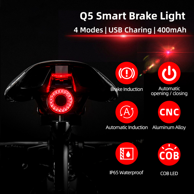 Bicycle Smart Auto Brake Sensing Light IPx6 Waterproof LED Charging ...