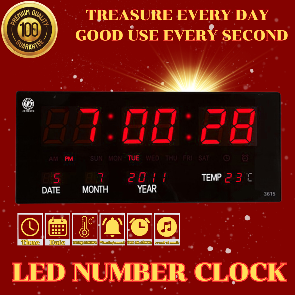 นาฬิกาดิจิตอลรุ่นใหม่ LED JH-3615 แขวนติดผนัง Number Clock แขวนผนัง ...