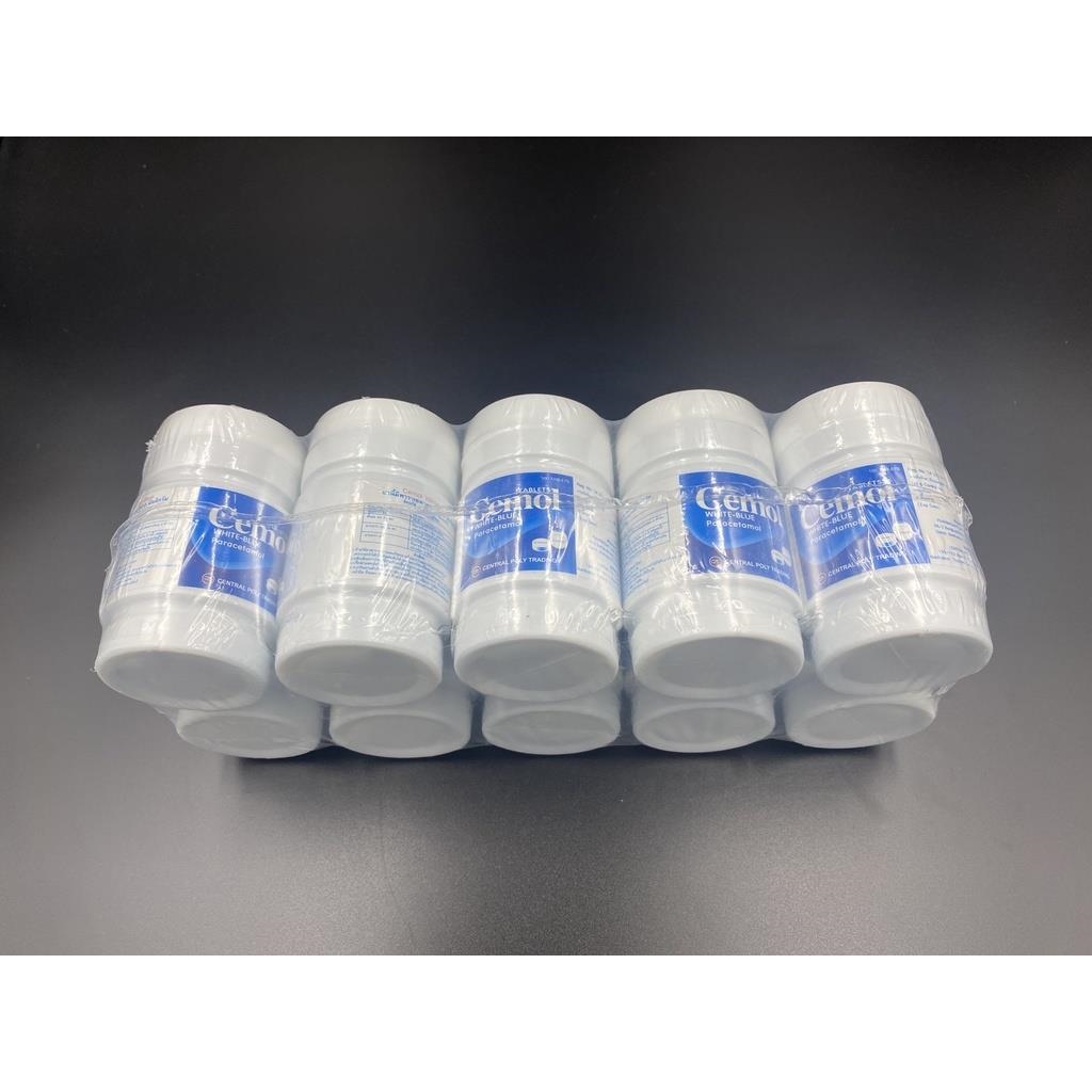 ♈☑ ยาแก้ปวด Cemol 500 mg (เม็ดฟ้าขาวเม็ดขาว)แพ็ค 10 กระปุก ซีมอล พาราเซ ...
