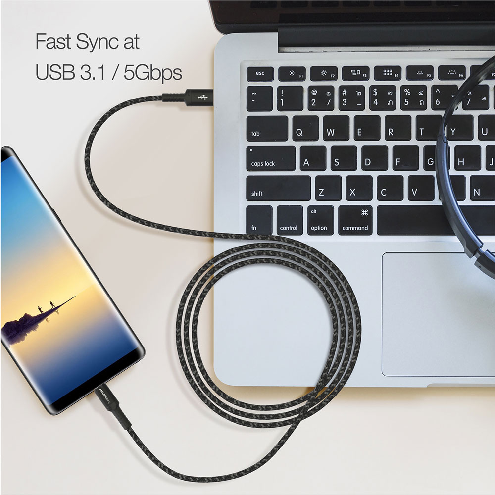 AMAZINGthing USB-A to USB-C Cable SupremeLink Bullet Shield 1.2M-Black ...