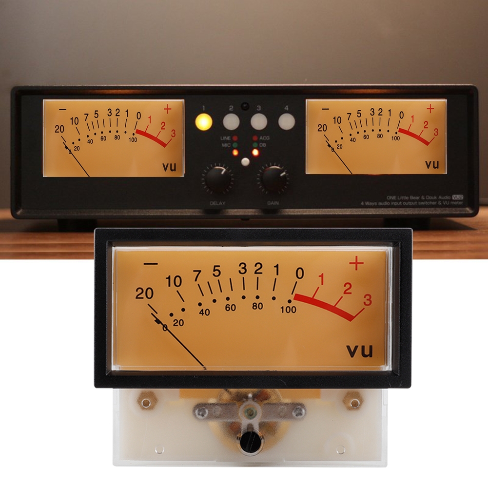 Analog VU Meter Pointer Power Amplifier DB Sound Level Indicator with Backlight Power Amplifier ...