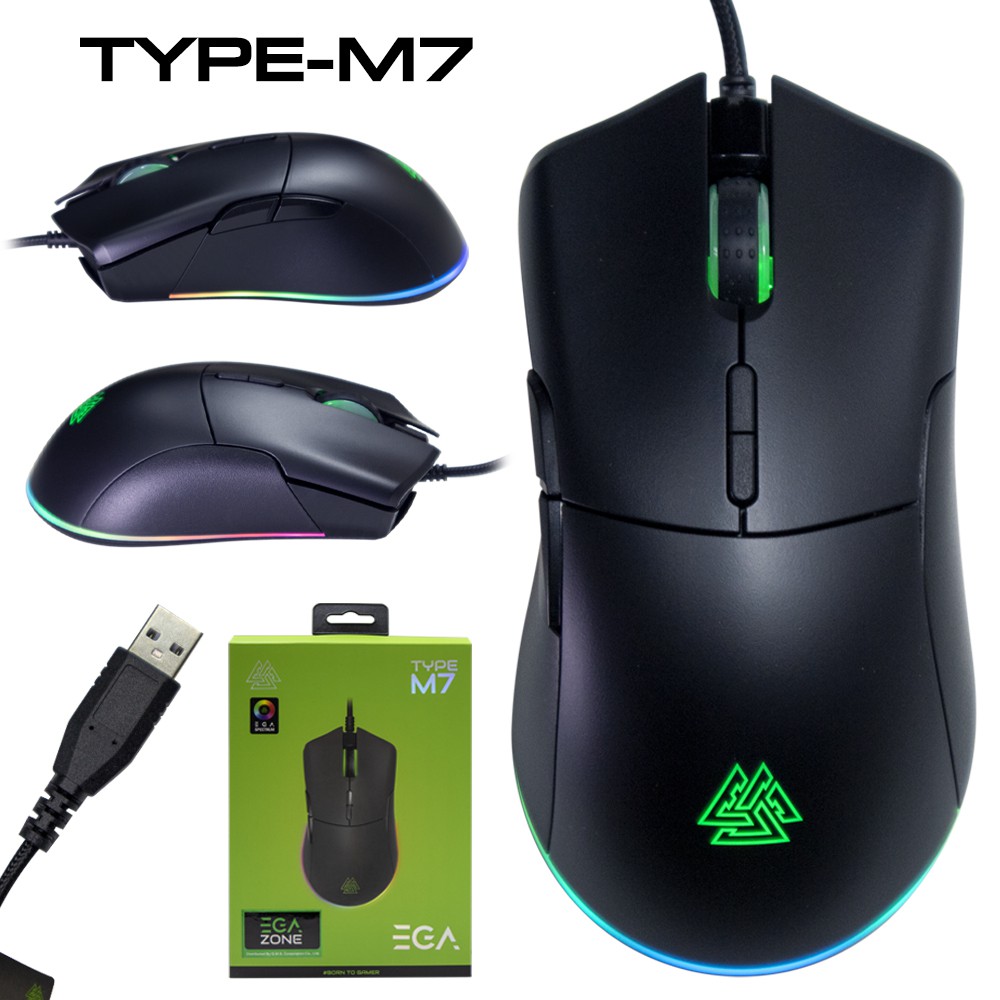 เม้าส์สำหรับเล่นเกมส์ EGA GAMING MOUSE TYPE M7 RGB WHITE (สีขาว) รับ ...
