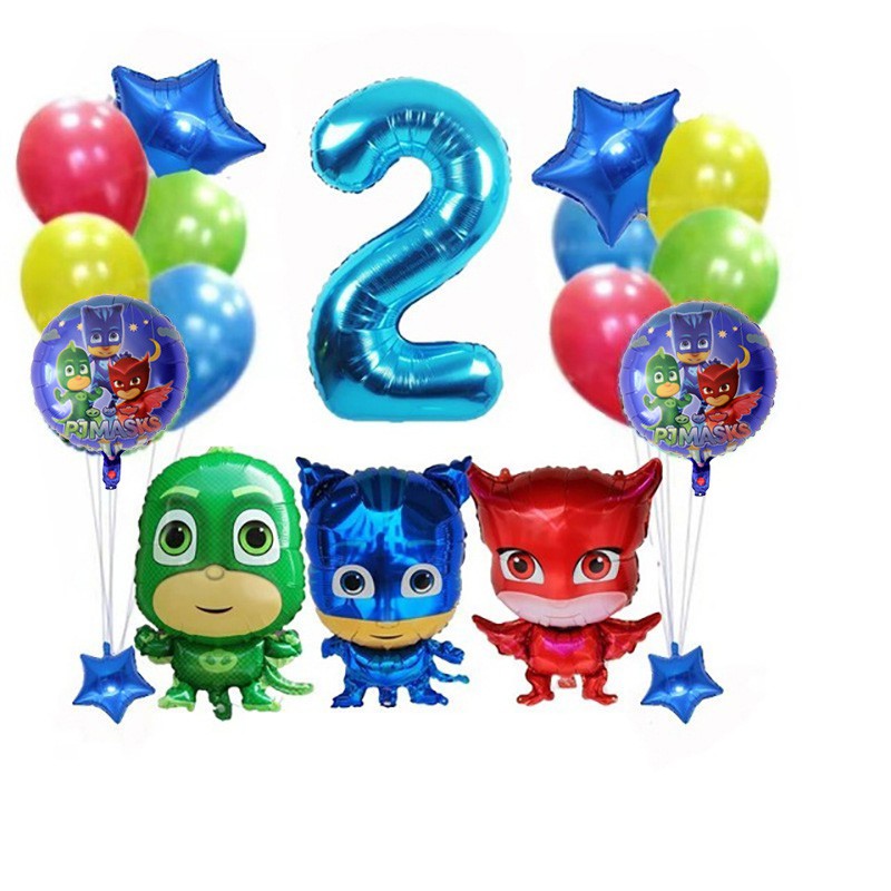 18pcsset Balloons Owlette Catboy Gecko 32inch Number Foil Balloon Happy ...