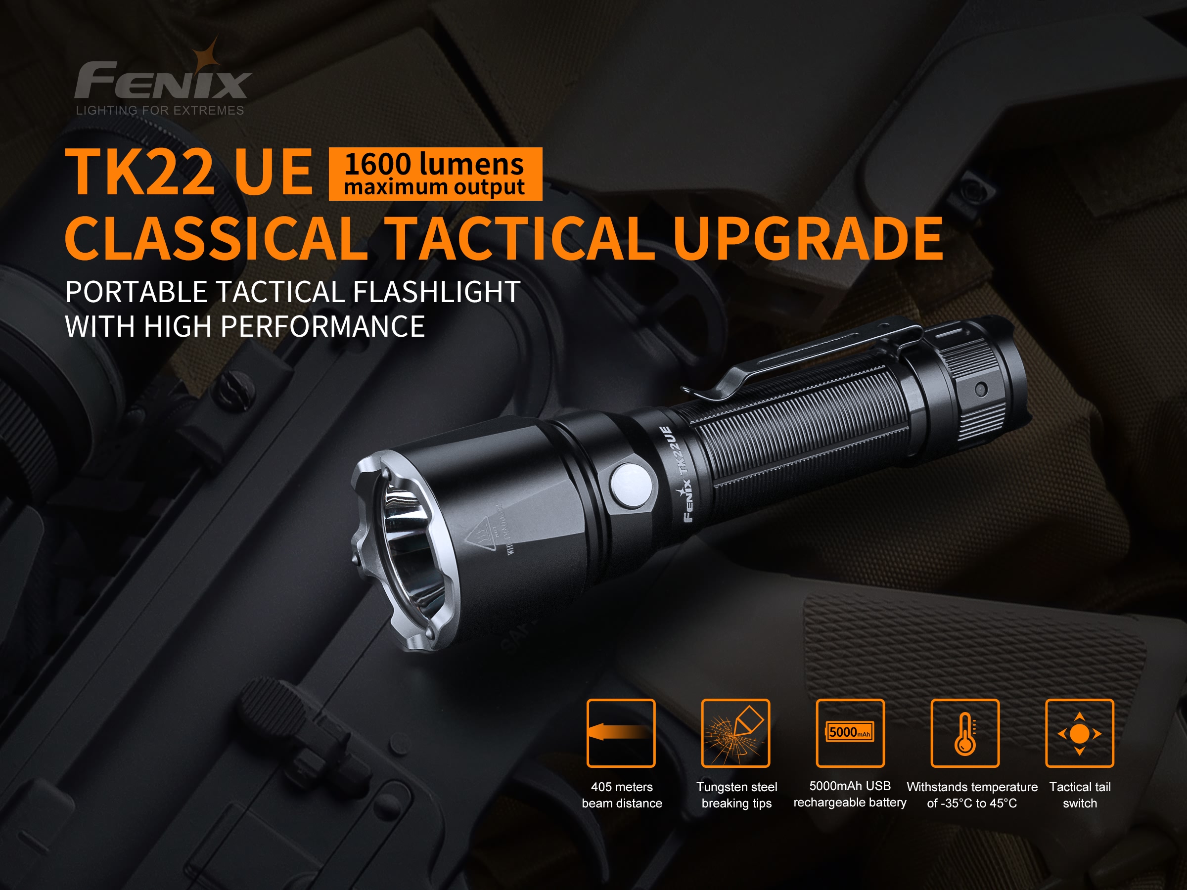 Fenix TK22 UE ไฟฉาย แทคติคอล ความสว่างสูง 1600 ลูเมนส์ เหมาะสำหรับ ...