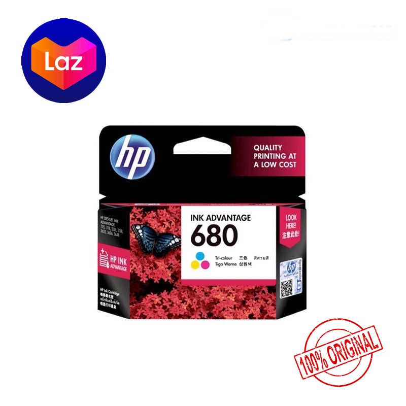 ตลับหมึกแท้ HP 680 Black 680 Color Ink Cartridge Inkjet Printer F6V26AA ...