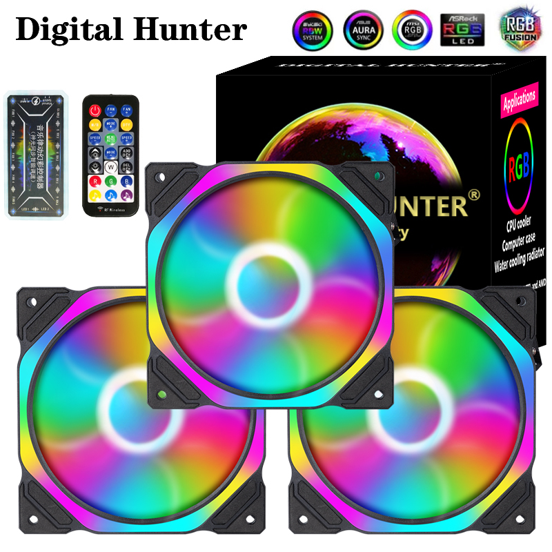 KS4 120mm Cooler PC Case Fan RGB 6 Lines pwm Adjust Argb Mute IR MSI ...