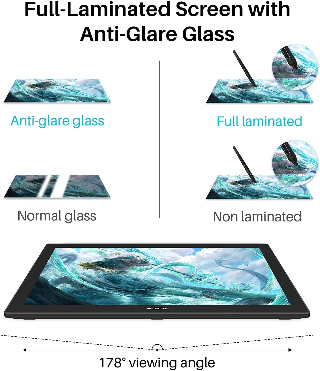 HUION Kamvas Pro 24 4K UHD Graphics Drawing Tablet with Full-Laminated ...