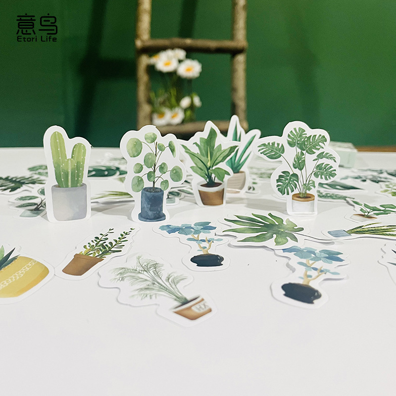 46 pcsbox Green plants Decorative Stickers Scrapbooking diy Stick Label ...