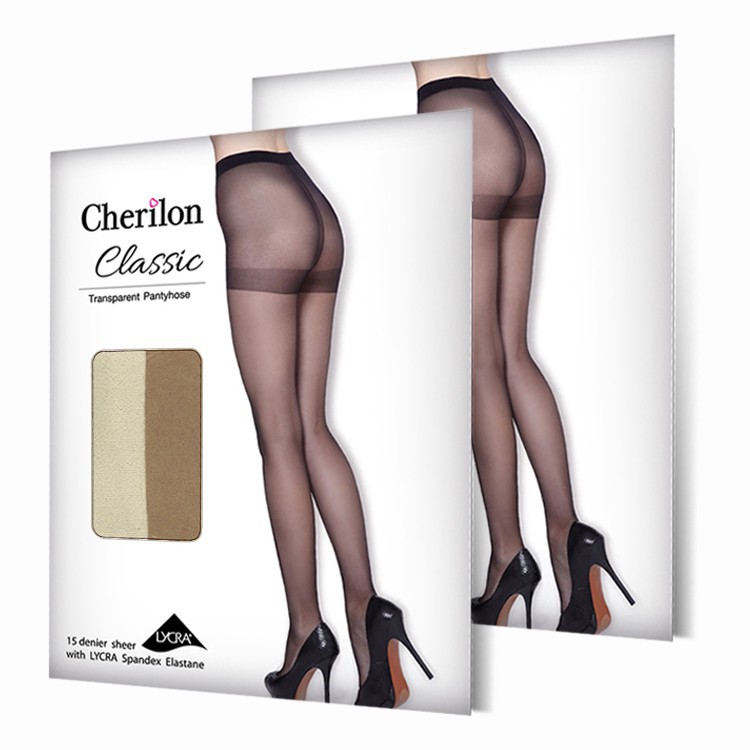 Cherilon (2 คู่) ถุงน่องเชอรีล่อน เนื้อลินินเชียร์ สีเนื้อ 22 เนียนบางกระชับ ขาเรียวสวยเป็น ...
