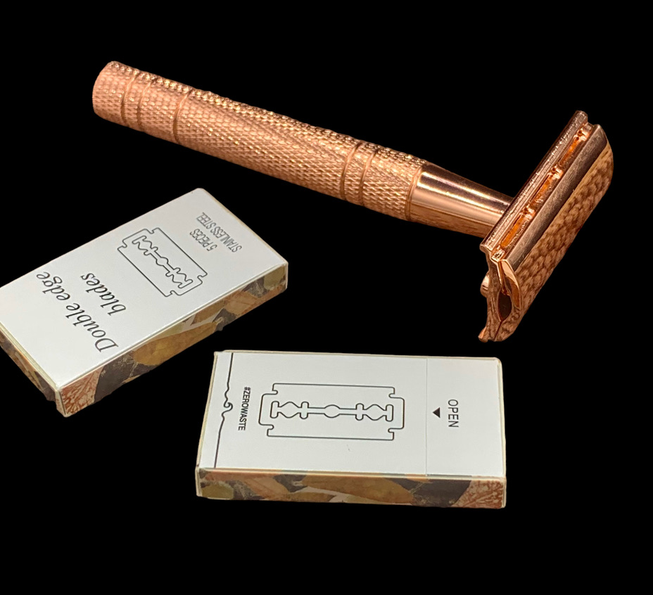 Womens Safety Shaving Set - Soap Stick Rose Gold Razor and Lather Brush ...