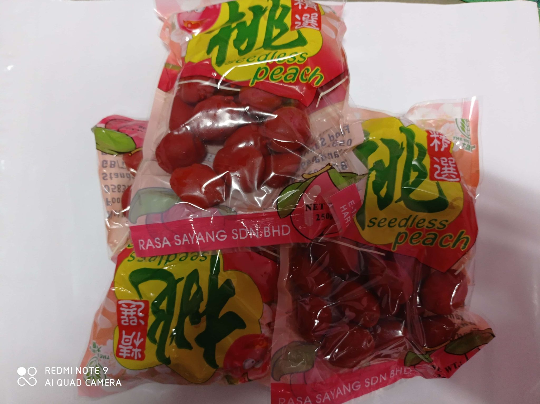 ลูกท้อแดง (seedless peach) 3 ถุง ขนาด 250 กรัม - Zulishop - ThaiPick