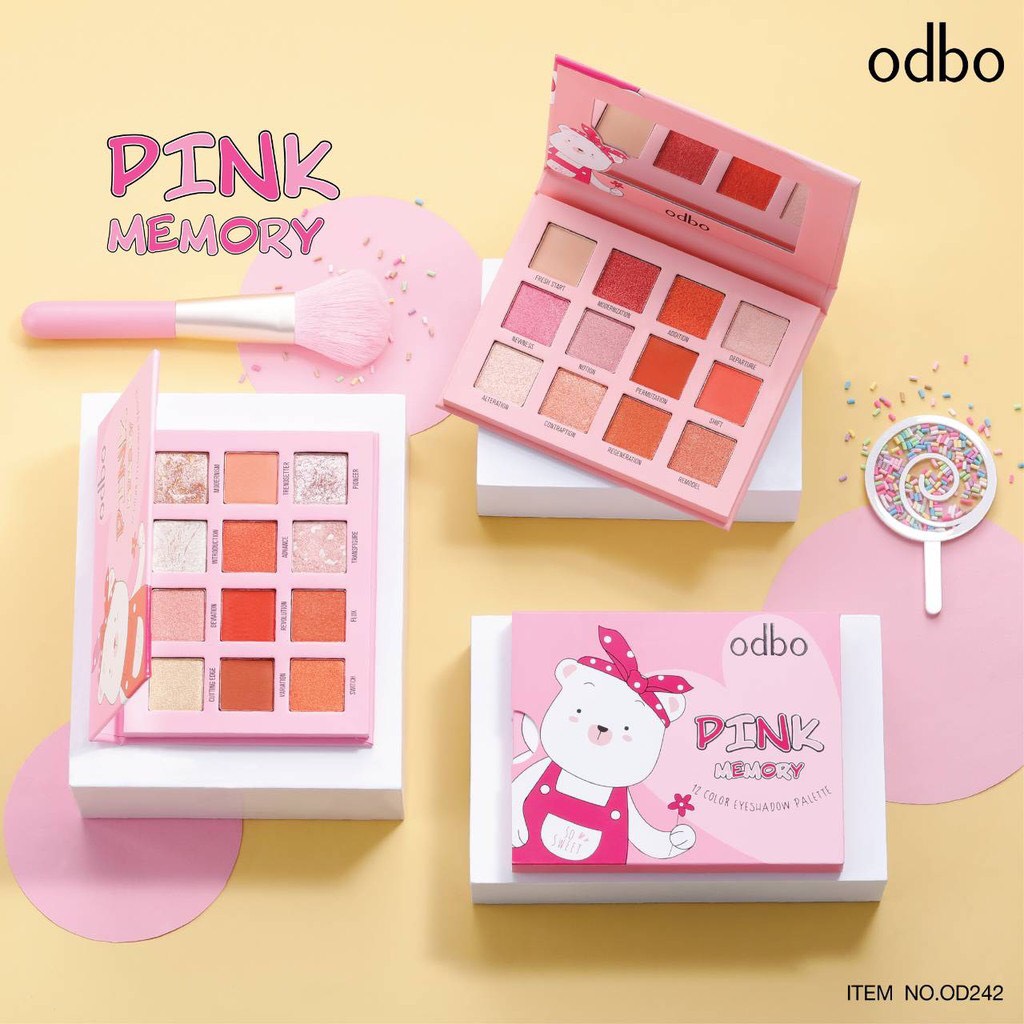 OD242 พาเลท อายแชโดว์ 12 สี odbo PINK MEMORY 12 COLORS EYESHADOW ...