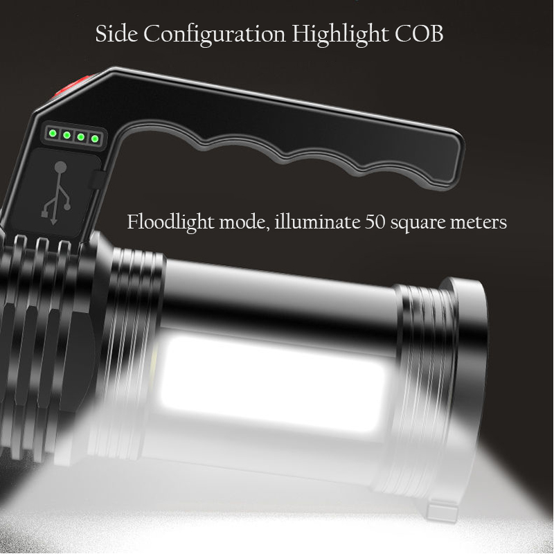 Rechargeable Super Bright Portable LED Flashlight P500 Lamp + COB Side ...