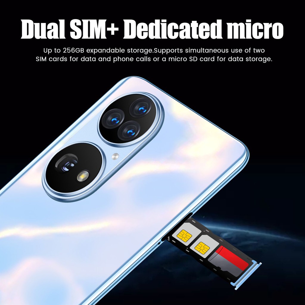 สมาร์ทโฟน P50 Pro 7.3 นิ้ว 12GB RAM+512GB ROM Dual Card Standby Face ...