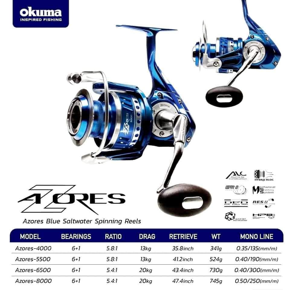 Okuma AZORES BLUE รอกสปินนิ่ง - ชวนมาต้า ฟิชชิ่ง - ThaiPick