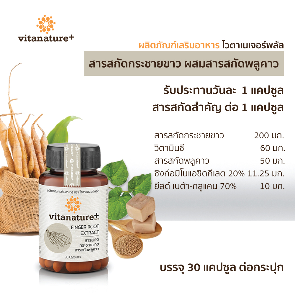 Vitanature+ Finger root extract with Plu kaow 3 กระปุก ไวตาเนเจอร์พลัส ...