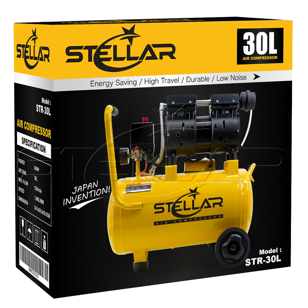 STELLAR ปั้มลมออยล์ฟรี ปั๊มลม OIL FREE 800W ปั้มลม 30 ลิตร รุ่น STR-30L ...