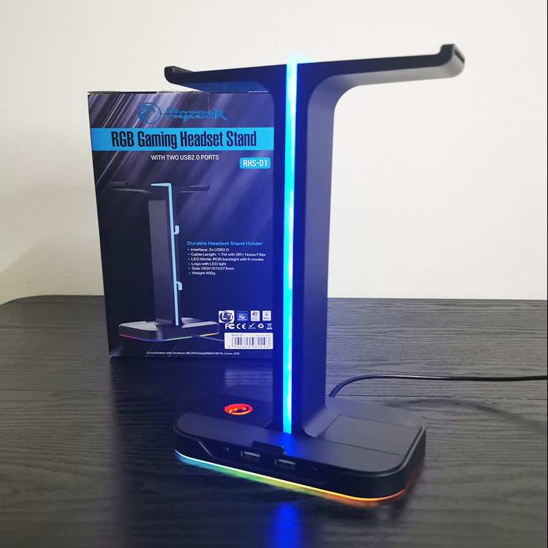 Razeak RHS-01 ขาตั้งหูฟังเกมมิ่ง RGB 2USB 2.0 Ports - RAZEAK - ThaiPick