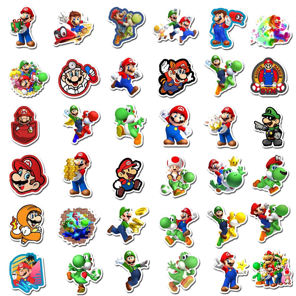 50100 PCS Cartoon Super Mario Stickers For Chidren Kids Toy Waterproof ...