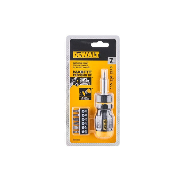DEWALT DWHT68005 MAX FIT® Stubby Ratcheting Multi-Bit Screwdriver Set ...
