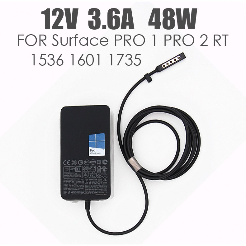 12V 3.6A 48W Charger for Microsoft Surface Pro 1 pro 2 RT Windows 8 ...