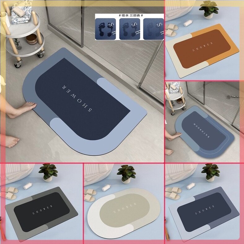 Quick Drying พรมปูพื้น Diatomite Mat สไตล์นอร์ดิกห้องน้ำ Anti-Slip Soft ...
