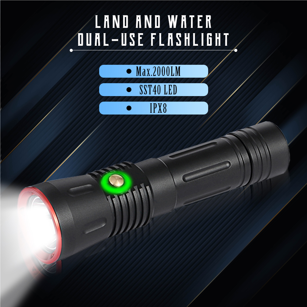 NEW 2000lumen MINI High Power Dive flashlight DA11 1x SST40 LED 20W LDE ...