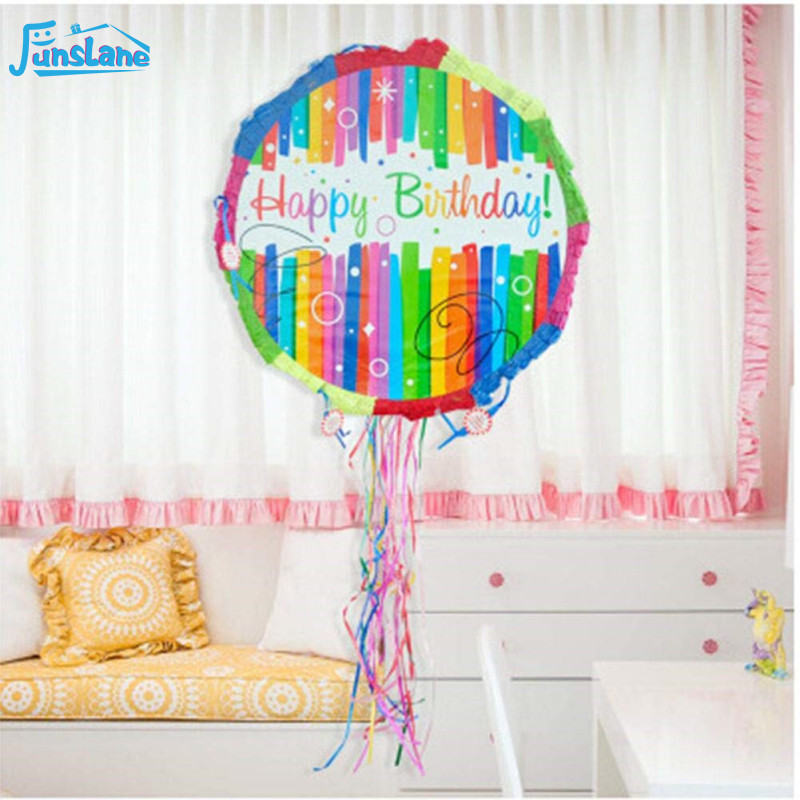 FunsLane Kids Party Game Prop Round Shape Folding Alphabet Pinata Pull ...