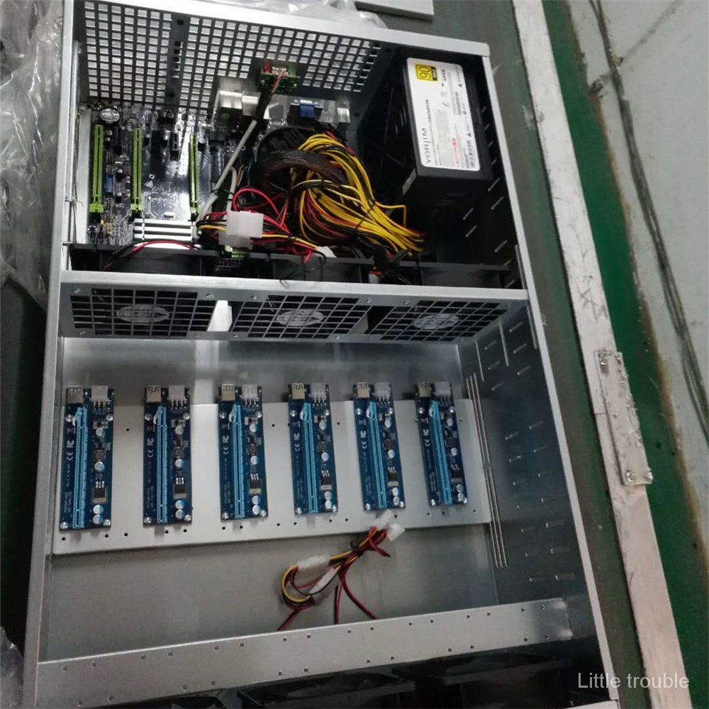 คอมพิวเตอร์ 6/8 GPU Miner Mining Rig Metal Case Computer ETH/ETC/ZEC ...