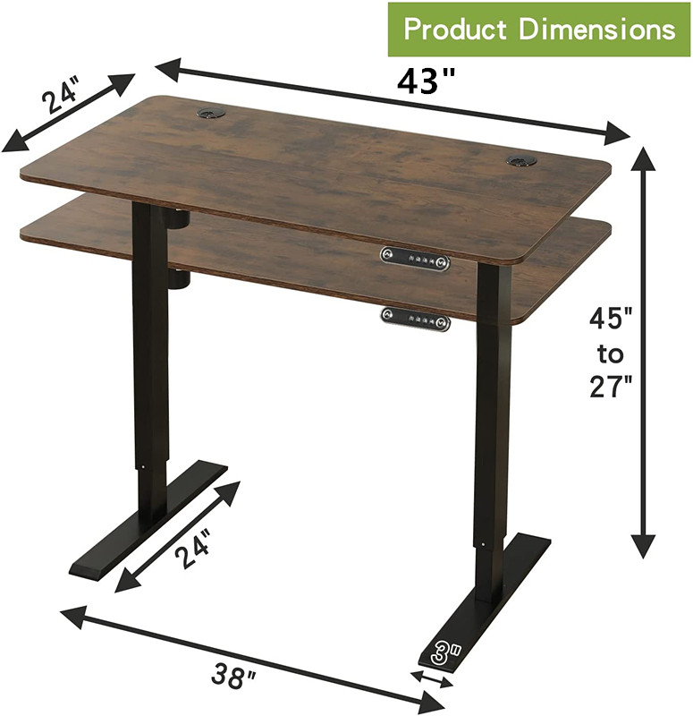 Mxtark 28~ 63 inches 1.6M Electric Standing Desk Dual Motor Desk Height ...
