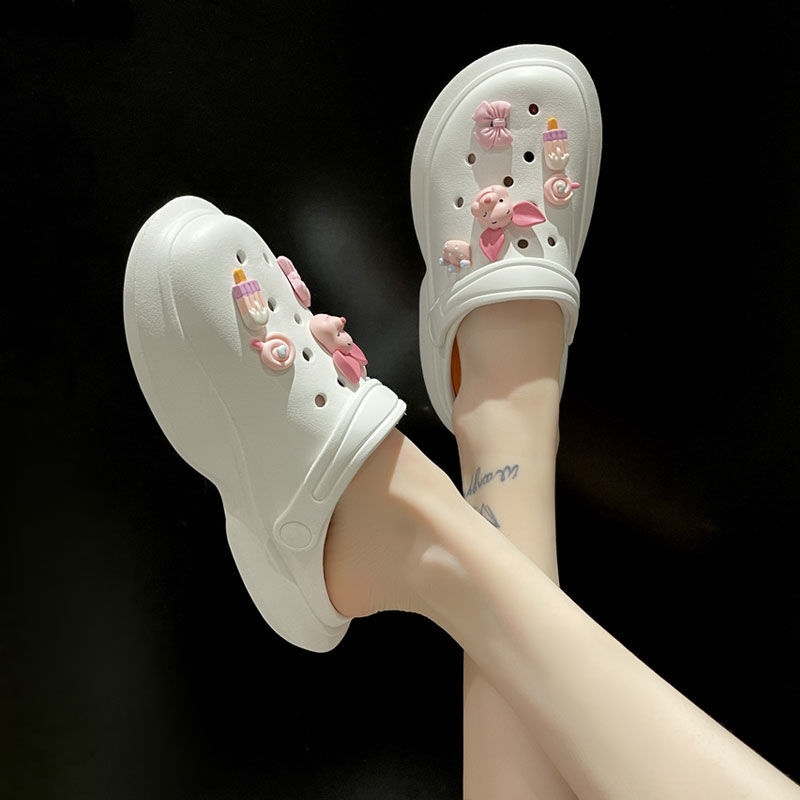 Cool new slippers female ins tide outside summer wear thick bottom anti ...