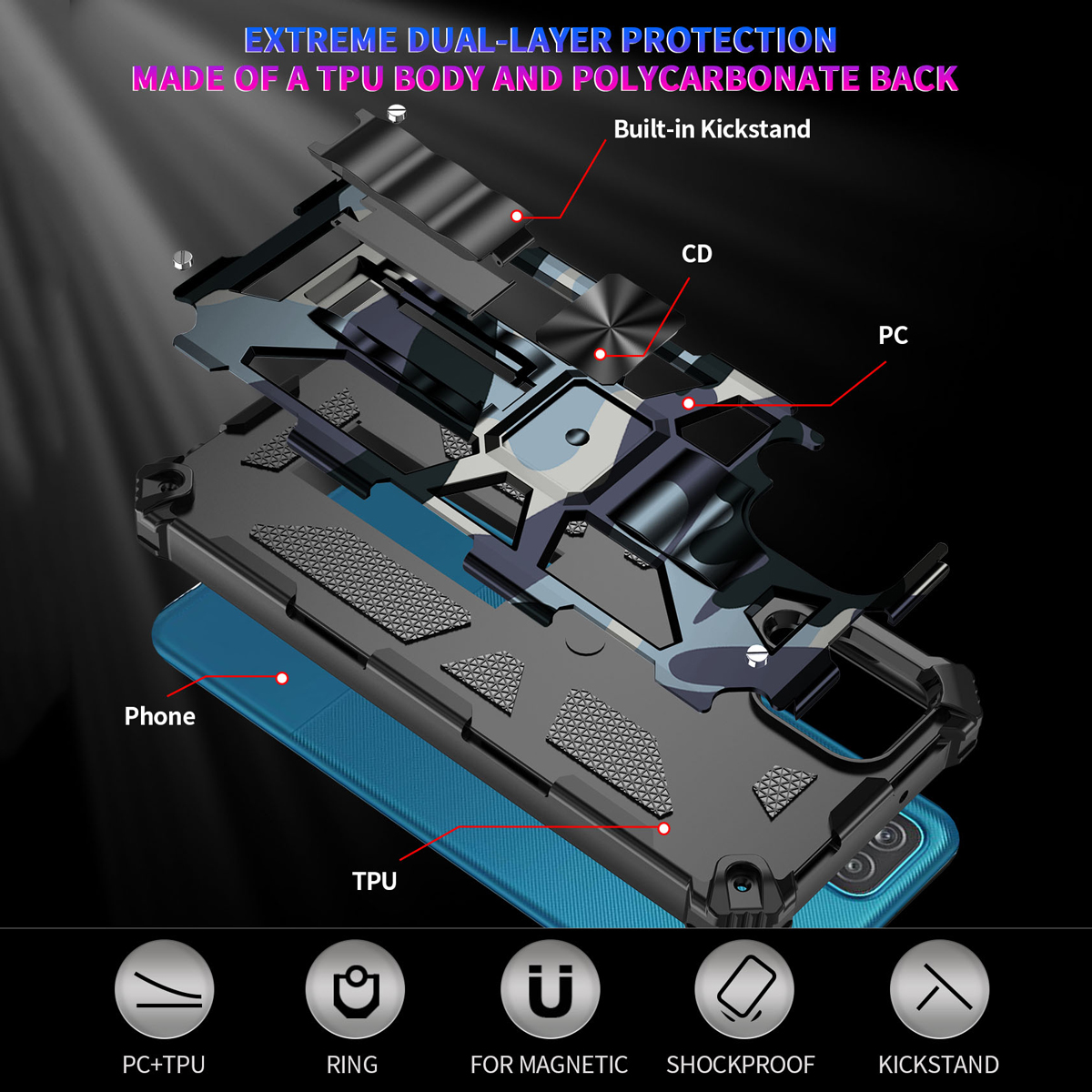 Samsung Galaxy A12 / Galaxy M12 / Galaxy F12 Case ,RUILEAN Military ...