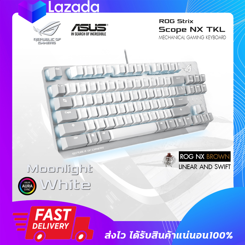 คีย์บอร์ด เกมมิ่ง ASUS ROG Strix Scope NX TKL Moonlight White ...