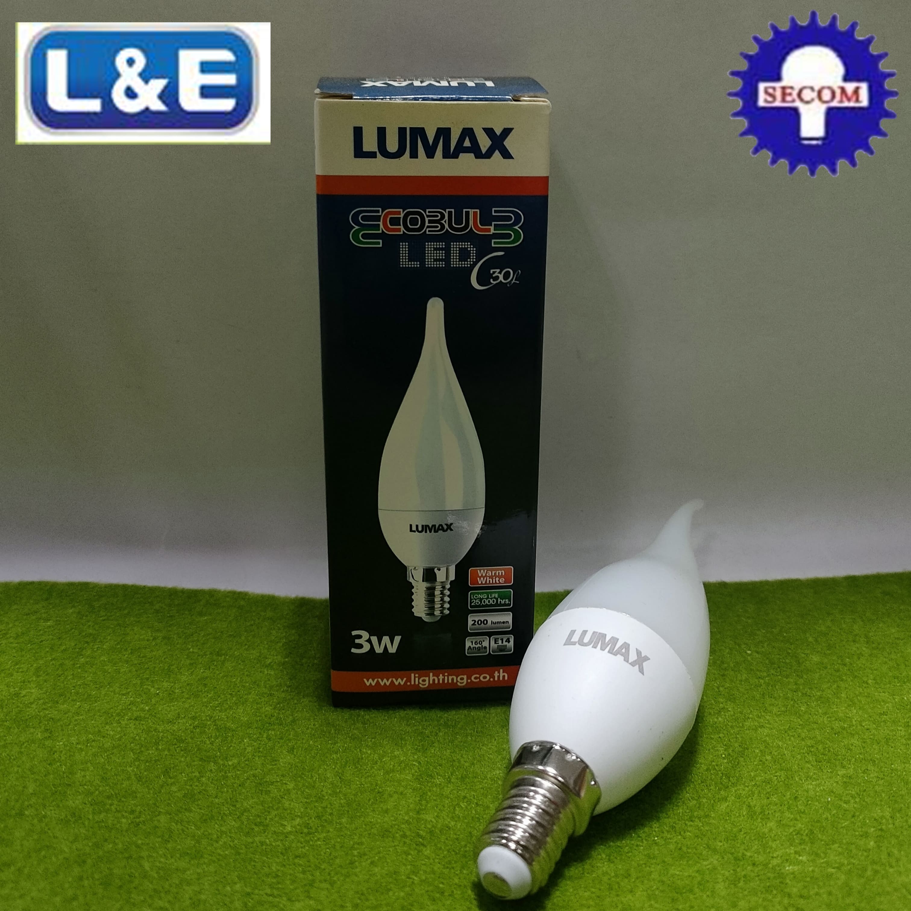 LUMAX LED 3W E14 C30L ปลายเปลวไฟ หลอดจำปา /วอมไวท์ warmwhite | Lazada.co.th