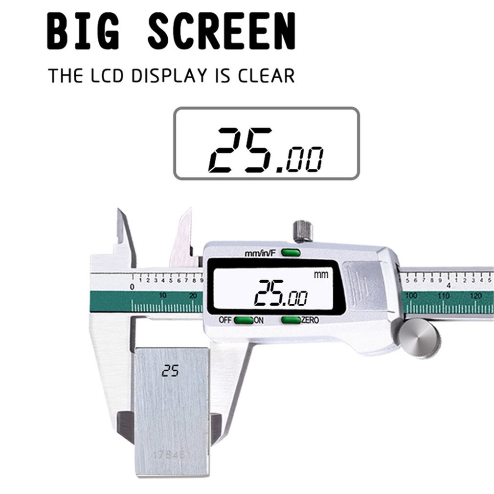 Digital LCD Display Caliper 150mm Fraction MM Inch 0.01mm Precision LCD ...