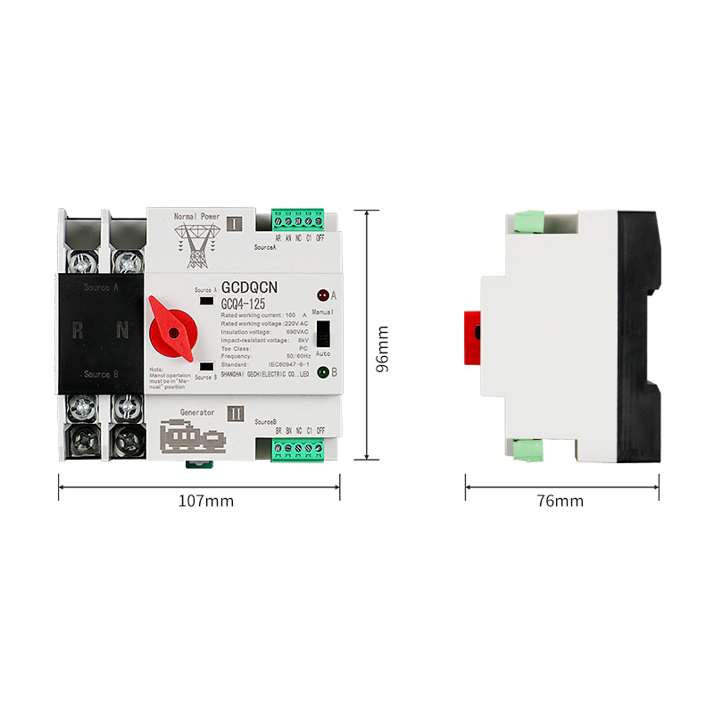 ATS 2P 100A Dual Power ATS สวิทช์ ไฟฟ้า ats Automatic transfer switch เวลาในการเปลี่ยนน้อยกว่า ...
