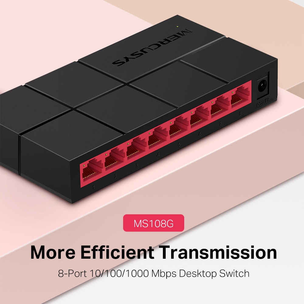 HUB LAN SWITCH HUB gigabit MERCUSYS MS108G 8 PORTS 101001000Mbps ...