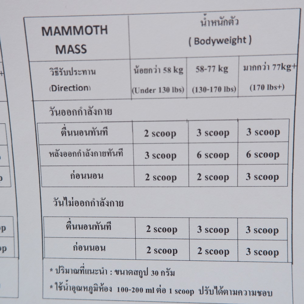 เวย์โปรตีนเพิ่มน้ำหนัก Mammoth mass แบ่งขาย1ปอนด์ - Workout-Day - ThaiPick