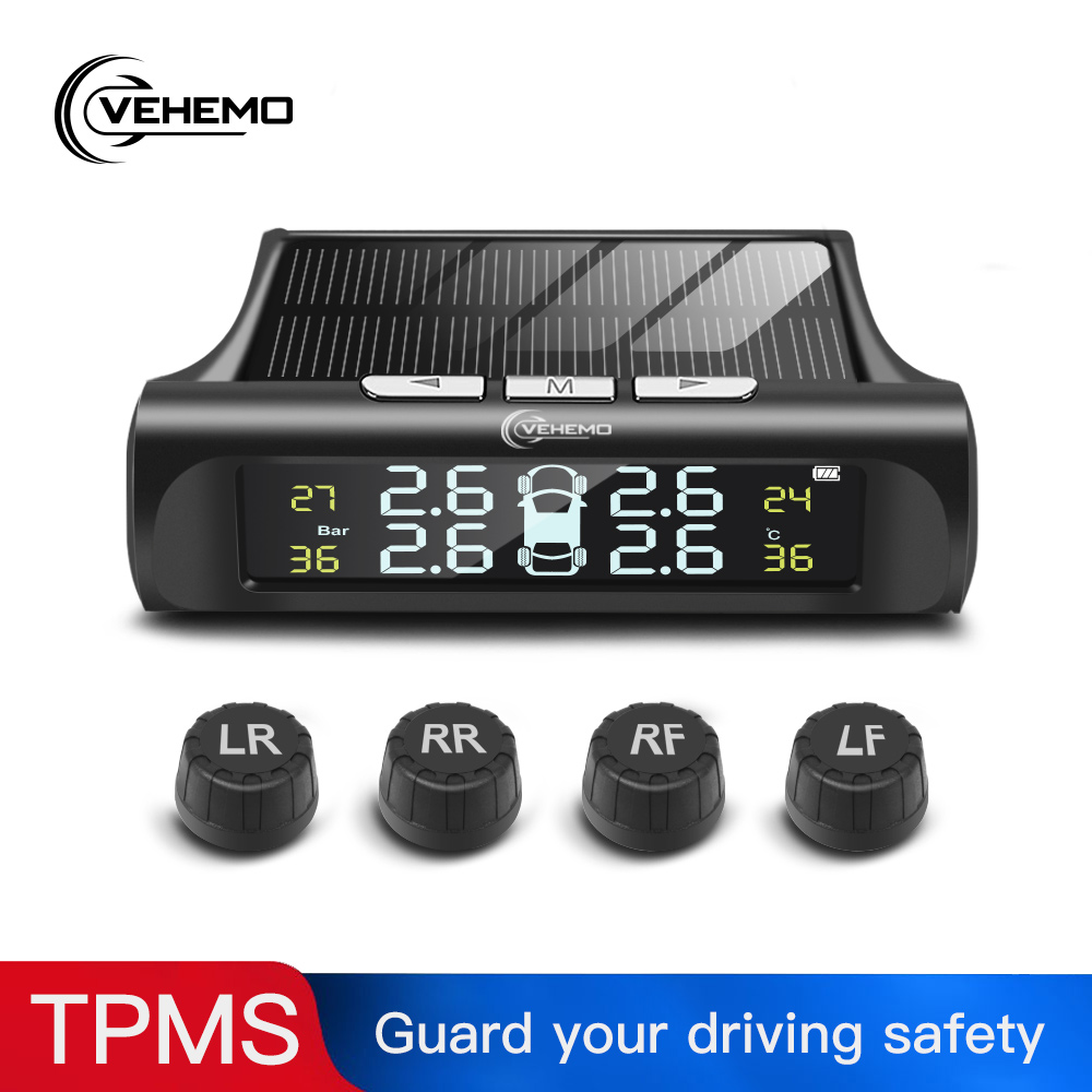 【Free Shipping】Vehemo ยางระบบตรวจสอบความดันพลังงานแสงอาทิตย์ TPMS C240 รถยางระบบเตือนภัยแรงดัน ...